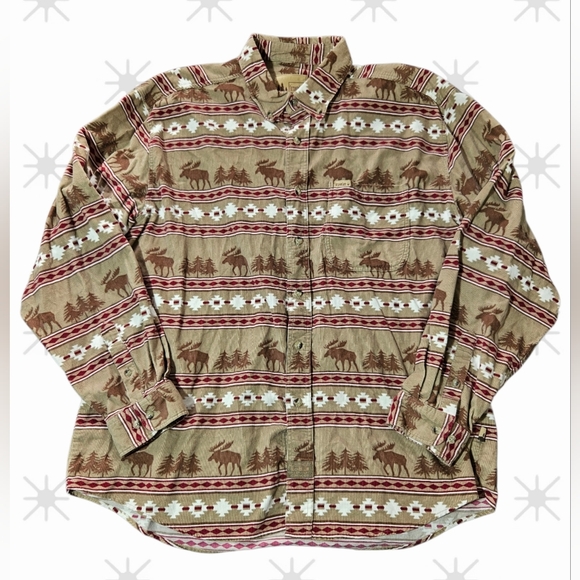 Outdoor Life | Shirts | Moose Aztec Mens Flannel Print All Over Western ...
